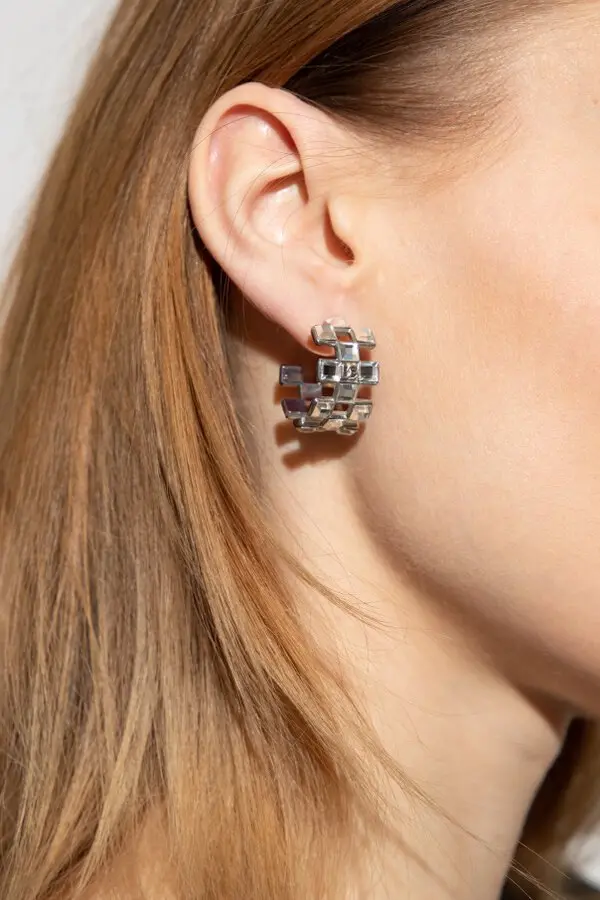 Dolce & Gabbana Embellished Hoop Earrings With Logo Detail