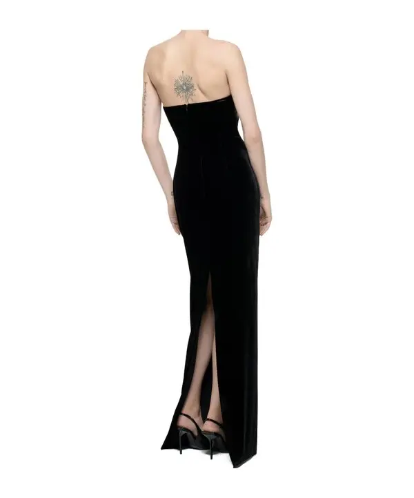 Roland Mouret Strapless Velvet Gown With Satin Trim