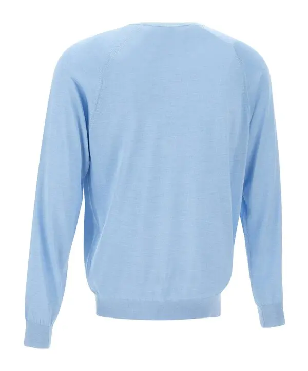 KANGRA Crew Neck Knitwear With Raglan Sleeves - Light Blue