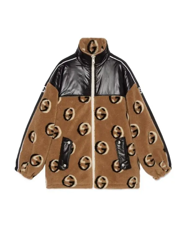 Gucci Gg Jacquard Fleece Zip Jacket