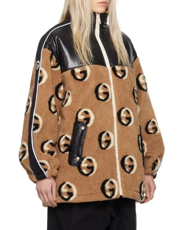 Gucci Gg Jacquard Fleece Zip Jacket