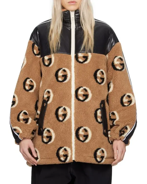 Gucci Gg Jacquard Fleece Zip Jacket