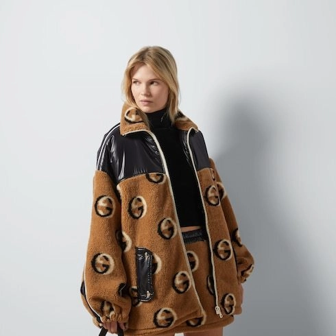 Gucci Gg Jacquard Fleece Zip Jacket