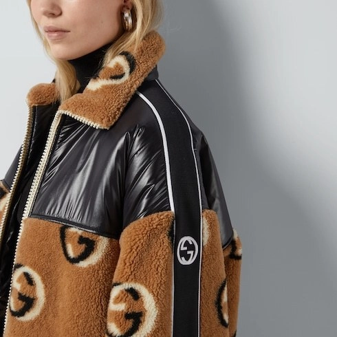 Gucci Gg Jacquard Fleece Zip Jacket