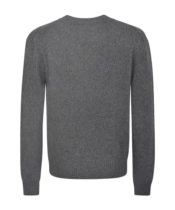 AMI Paris De Coeur Embroidered Knitted Jumper - Gray