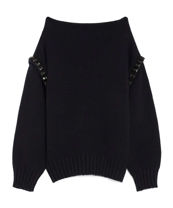 Max Mara Embellished High Neck Jumper - Ultramarine Blue