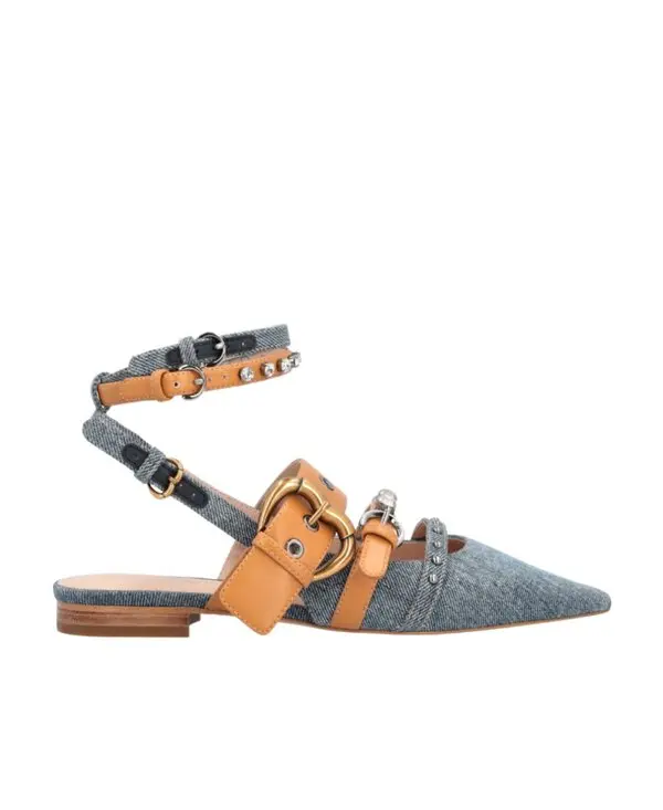 Pinko Pointed-toe Slingback Denim Flat - Gray