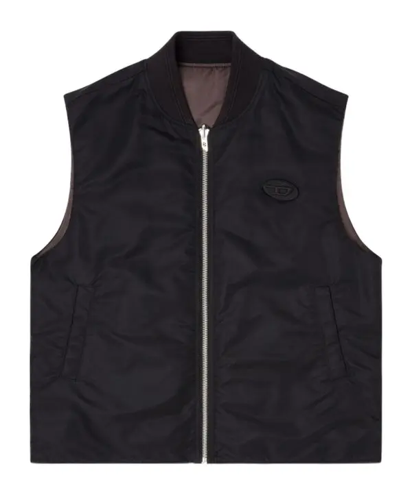 DIESEL® W-type-d1-sl Padded Reversible Satin Vest - Black