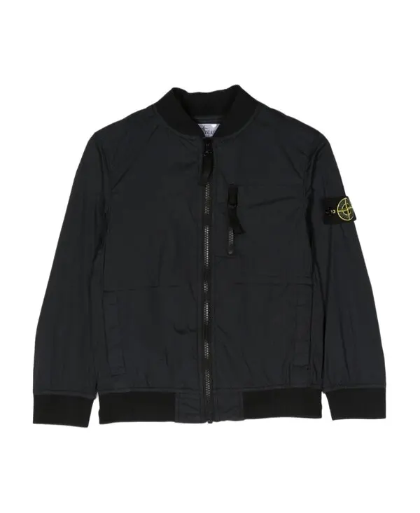Stone Island Logo-patch Zip-up Bomber Jacket - Black