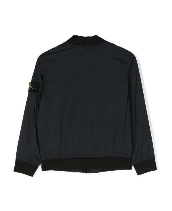 Stone Island Logo-patch Zip-up Bomber Jacket - Black