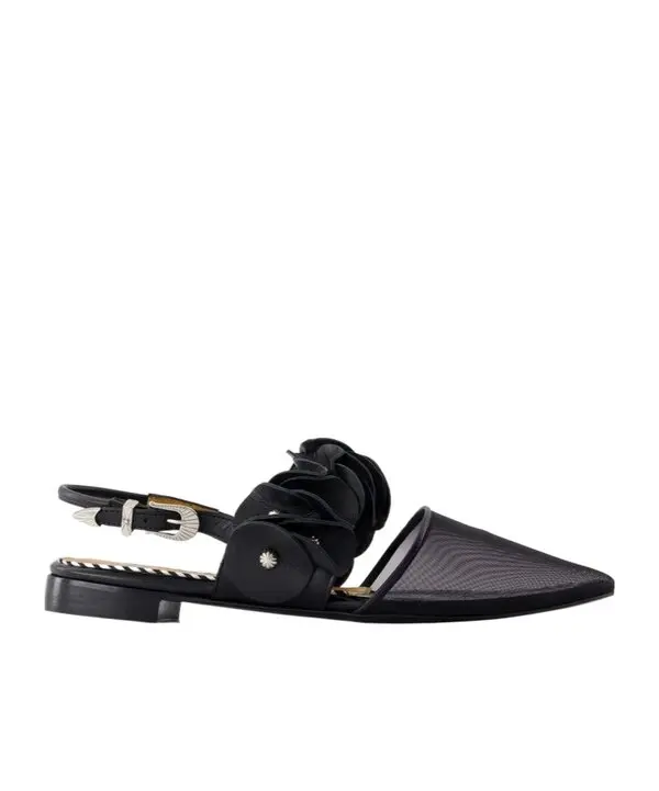 Toga Floral Embellished Pointed Toe Slingback Sandals