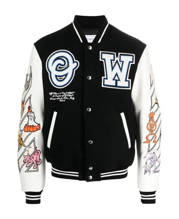 Off-White Logic Patch" Varsity Jacket