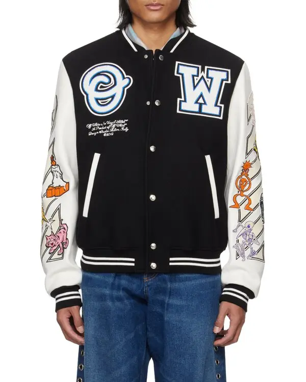 Off-White Logic Patch" Varsity Jacket