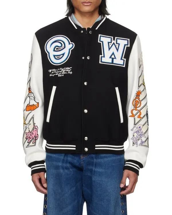 Off-White Logic Patch" Varsity Jacket