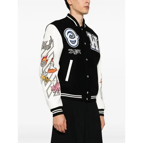 Off-White Logic Patch" Varsity Jacket