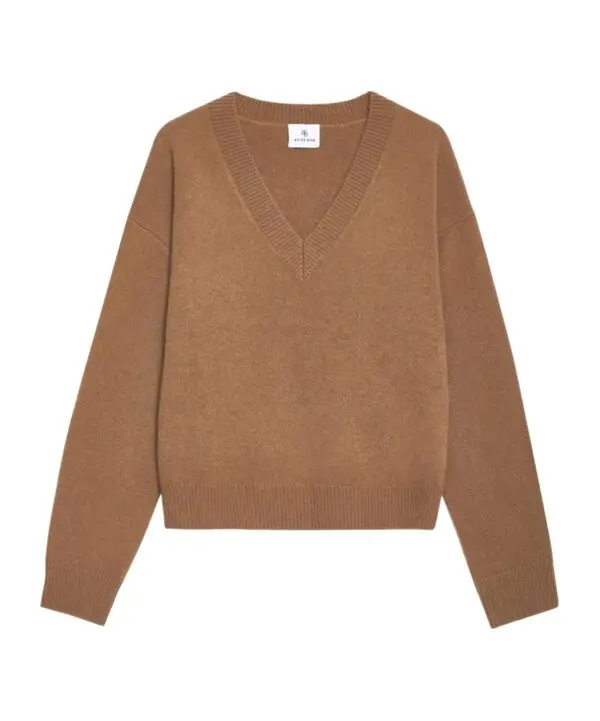 ANINE BING Lee V-neck Cashmere Jumper - Brown