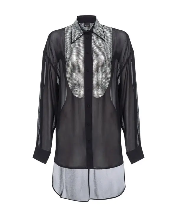 Pinko Sheer Embellished Long-sleeve Shirt - Black