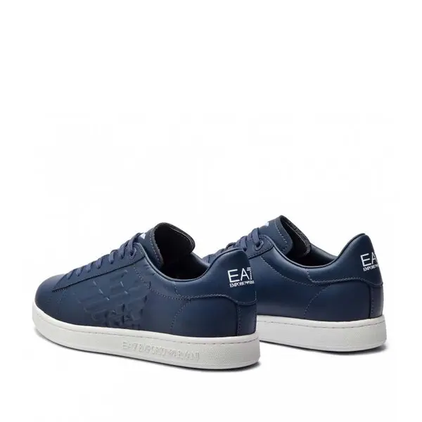 EA7 Embossed Logo Leather Sneakers - Blue