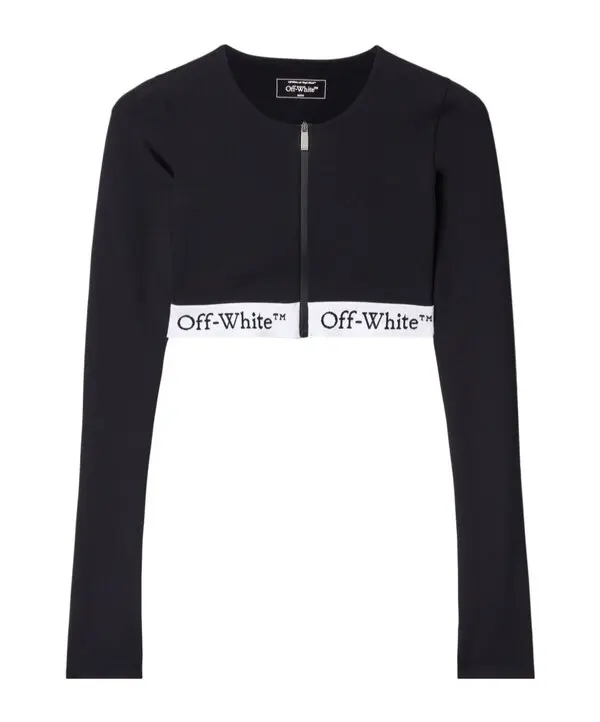 Off-White Zip-up Cropped T-shirt - Black/white