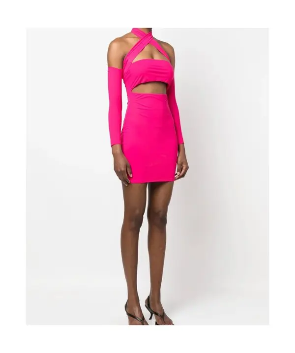 cut out twist mini dress in pink Sleeveless Twisted Front Cut Out Side Mini Dress In Baby Pink | EGO US