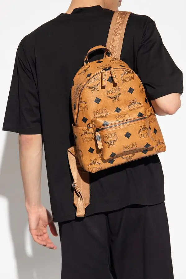 Mcm Small Stark Backpack With Logo Print