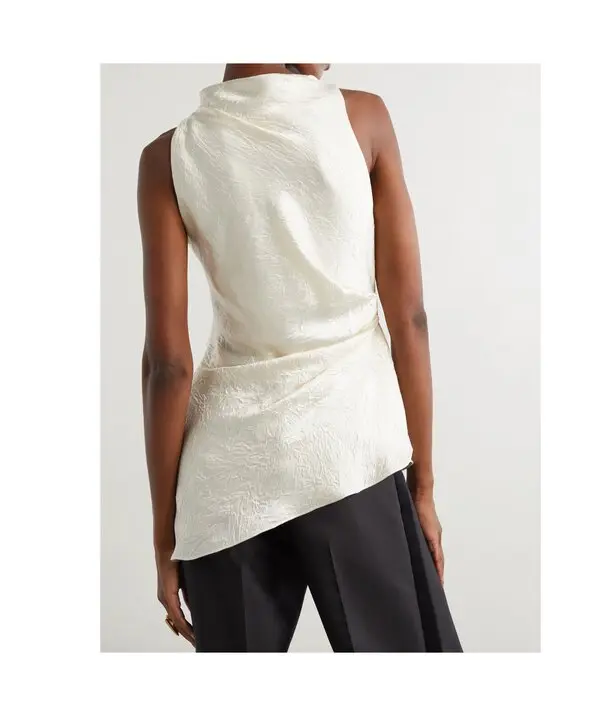 Alexander McQueen Asymmetrical Mock Neck Satin Top