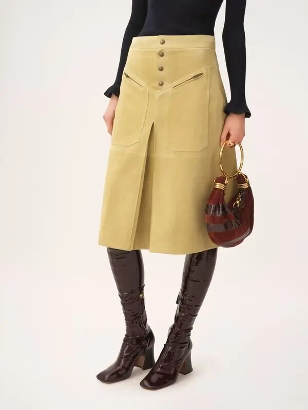 Chloé Suede Knee-length Skirt With Gold Hardware