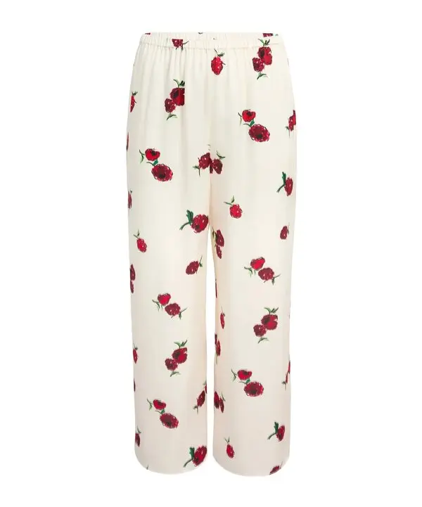 Khaite Mindy Pants With Raspberry Print - Cream Raspberry Print