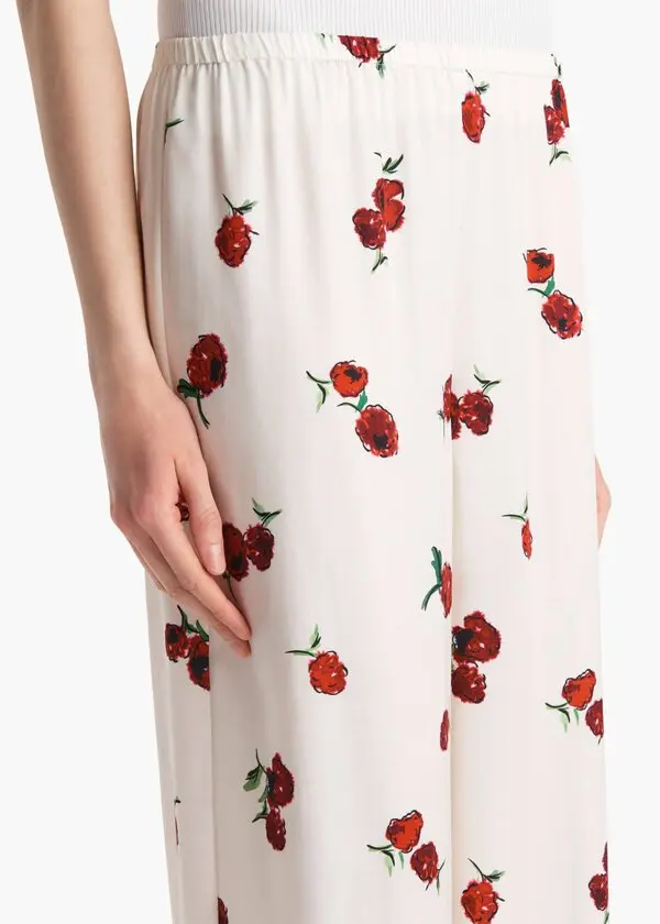 Khaite Mindy Pants With Raspberry Print - Cream Raspberry Print