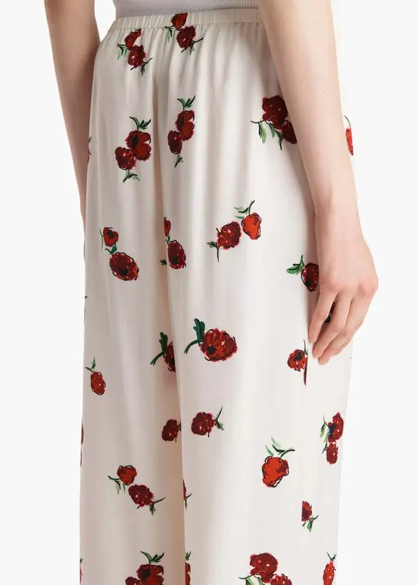 Khaite Mindy Pants With Raspberry Print - Cream Raspberry Print