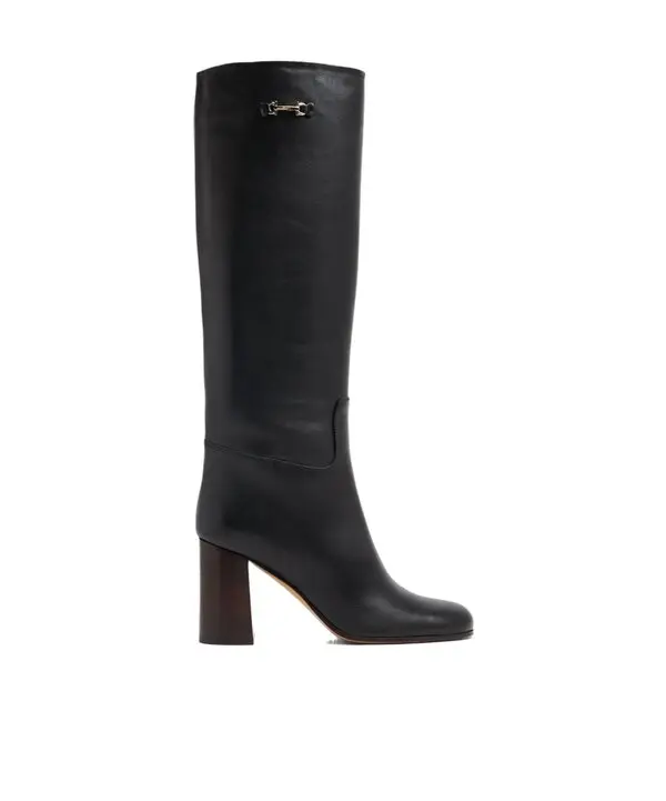 FERRAGAMO Gancini Buckled Knee-high Boots - Black