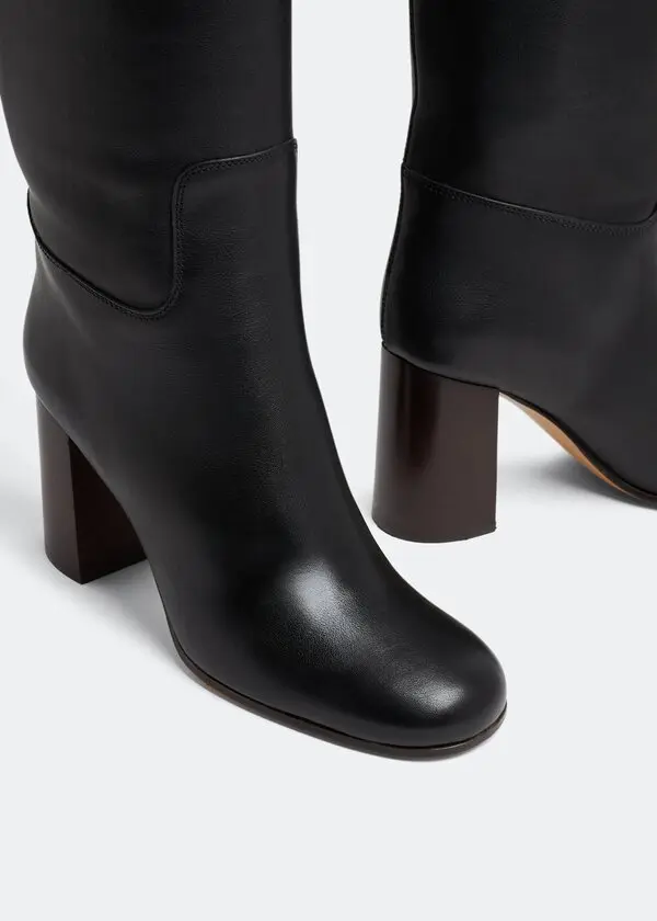 FERRAGAMO Gancini Buckled Knee-high Boots - Black