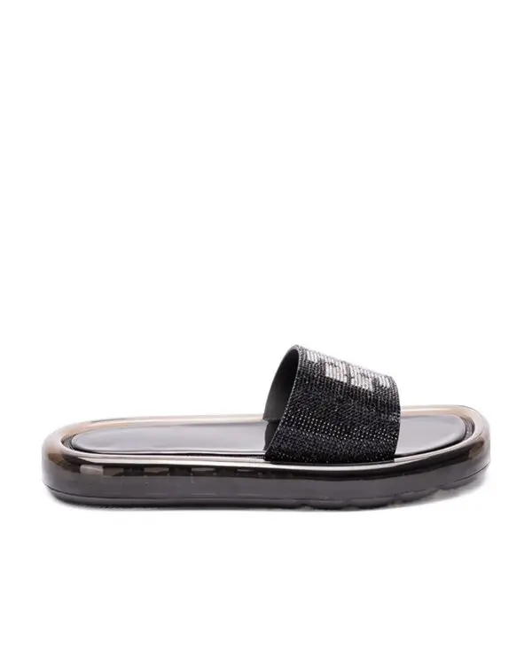 Tory Burch Embellished Logo Slip-on Sandals - Black