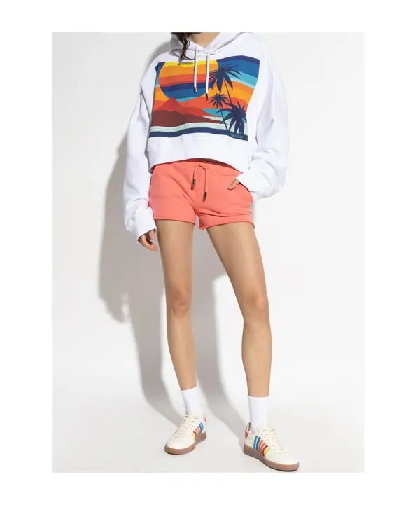 Dsquared2 Cropped Hoodie With Tropical Graphic