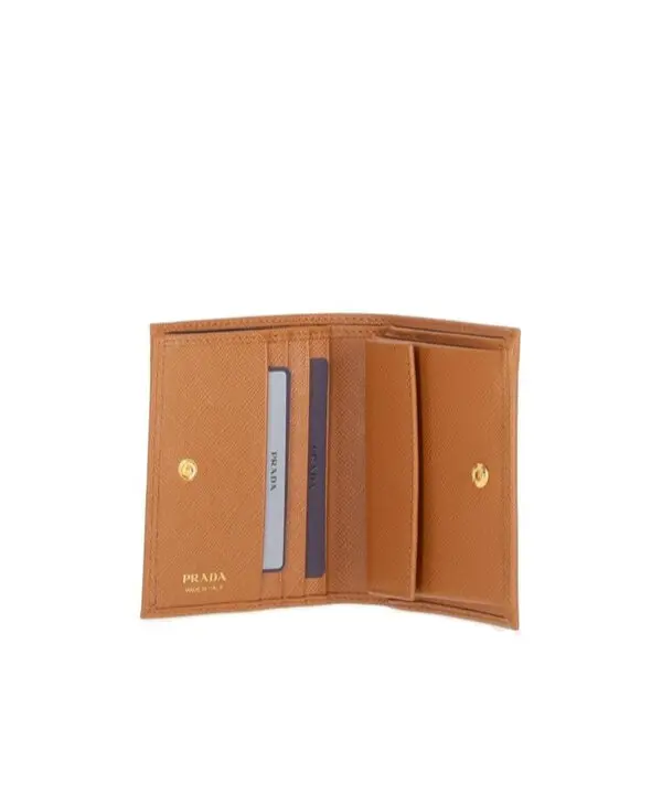 Prada Small Saffiano-leather Wallet - Brown