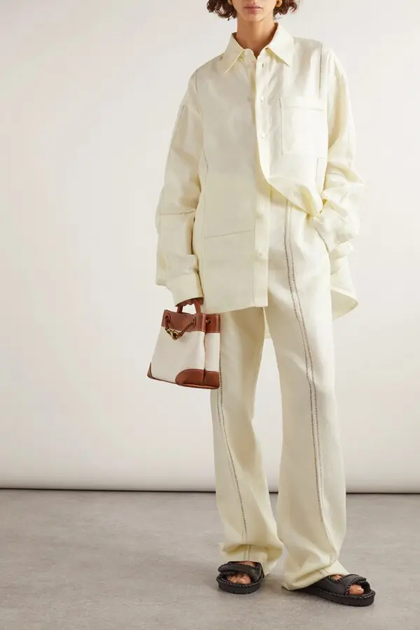 Bottega Veneta Loose Fit Buttoned Shirt With Lapel And Curved Hem