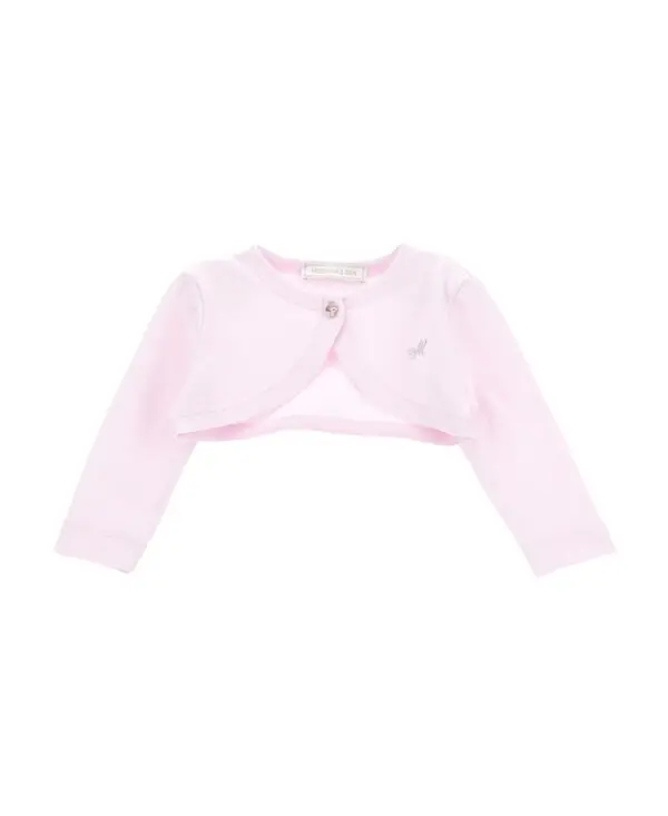 Monnalisa Rhinestone-logo Cropped Cardigan - Pink
