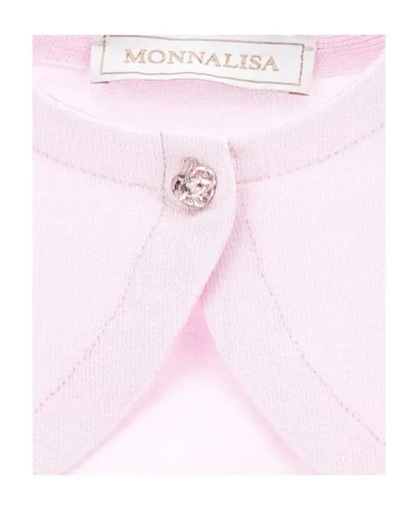 Monnalisa Rhinestone-logo Cropped Cardigan - Pink