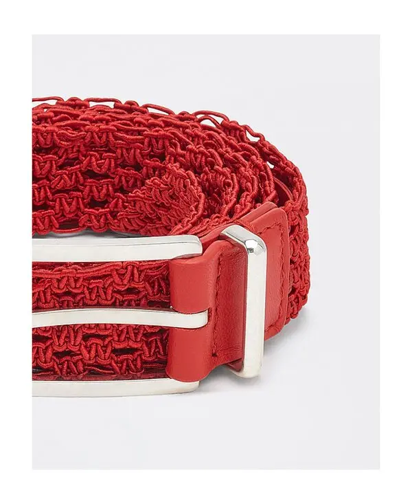 Bottega Veneta Woven Belt With Metal Buckle
