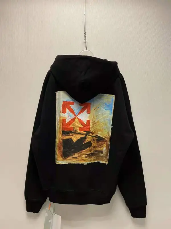 Off-White Logo-print Arrow Painterly-print Hoodie
