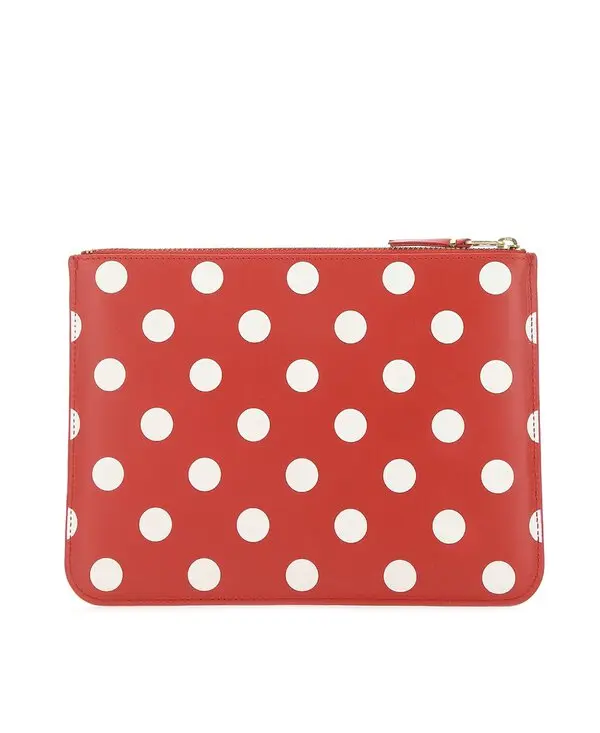 Comme Des Garçons Polka Dot Leather Clutch - Brown
