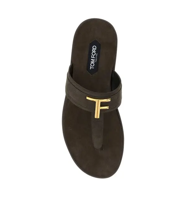 TOM FORD Logo Plaque Thong Slippers