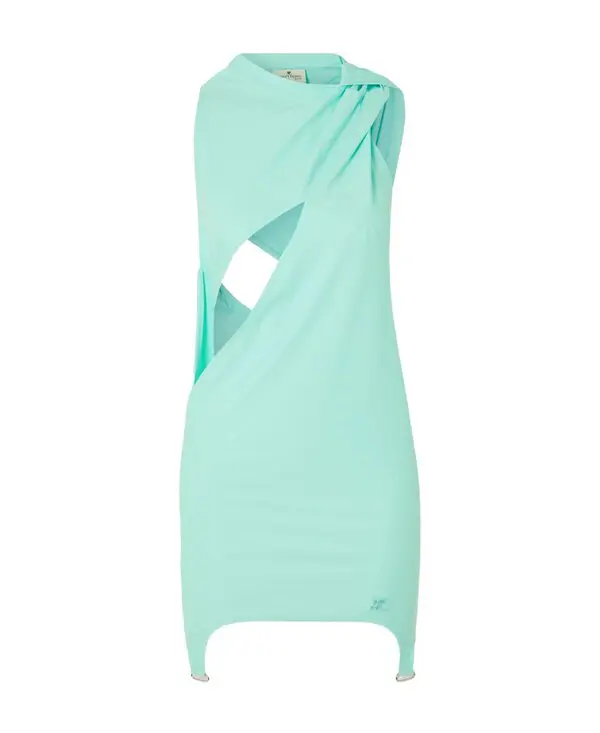 COURREGES Cut-out Gathered Mini Dress - Green