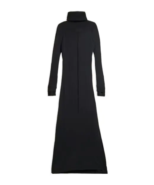 Y3 Mesh Insert Turtleneck Maxi Dress