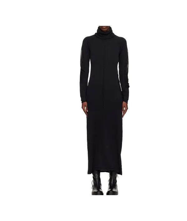 Y3 Mesh Insert Turtleneck Maxi Dress