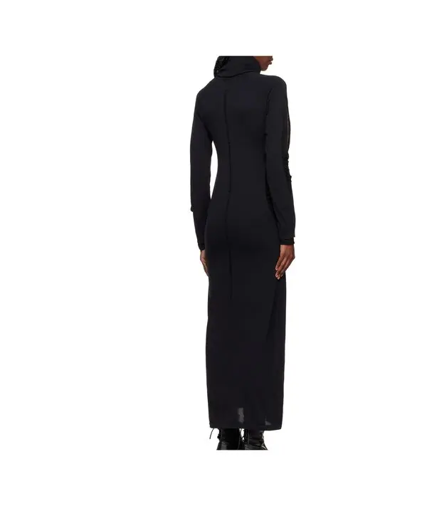 Y3 Mesh Insert Turtleneck Maxi Dress