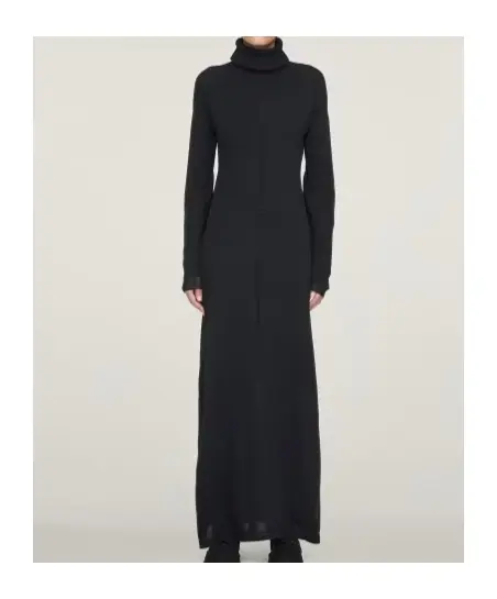 Y3 Mesh Insert Turtleneck Maxi Dress