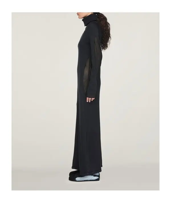 Y3 Mesh Insert Turtleneck Maxi Dress