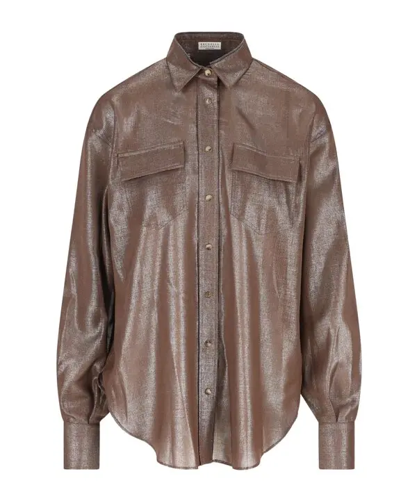 Brunello Cucinelli Metallic-effect Long-sleeve Shirt
