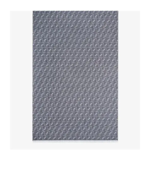 Fendi Ff Jacquard Frayed-edge Scarf - Blue